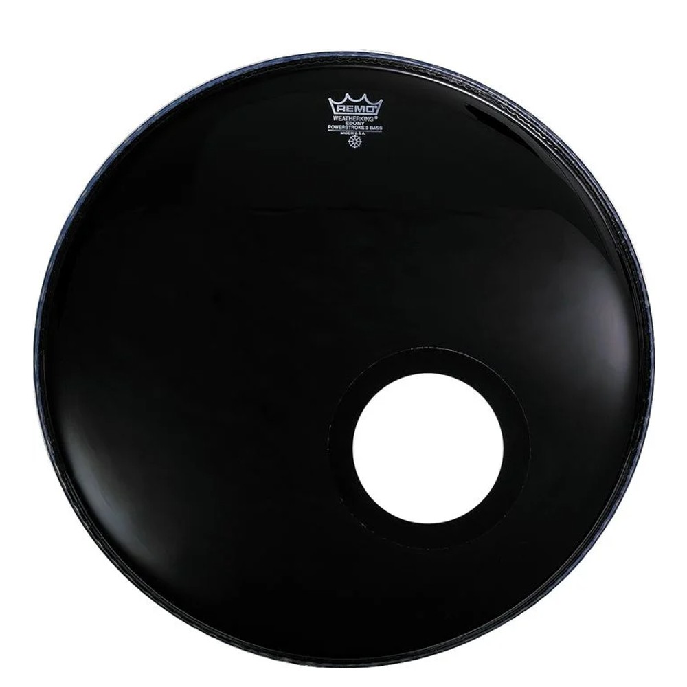Remo 22 inch Ebony Bass Drum Head with Hole (P3-1022ES-DM) - JB Music