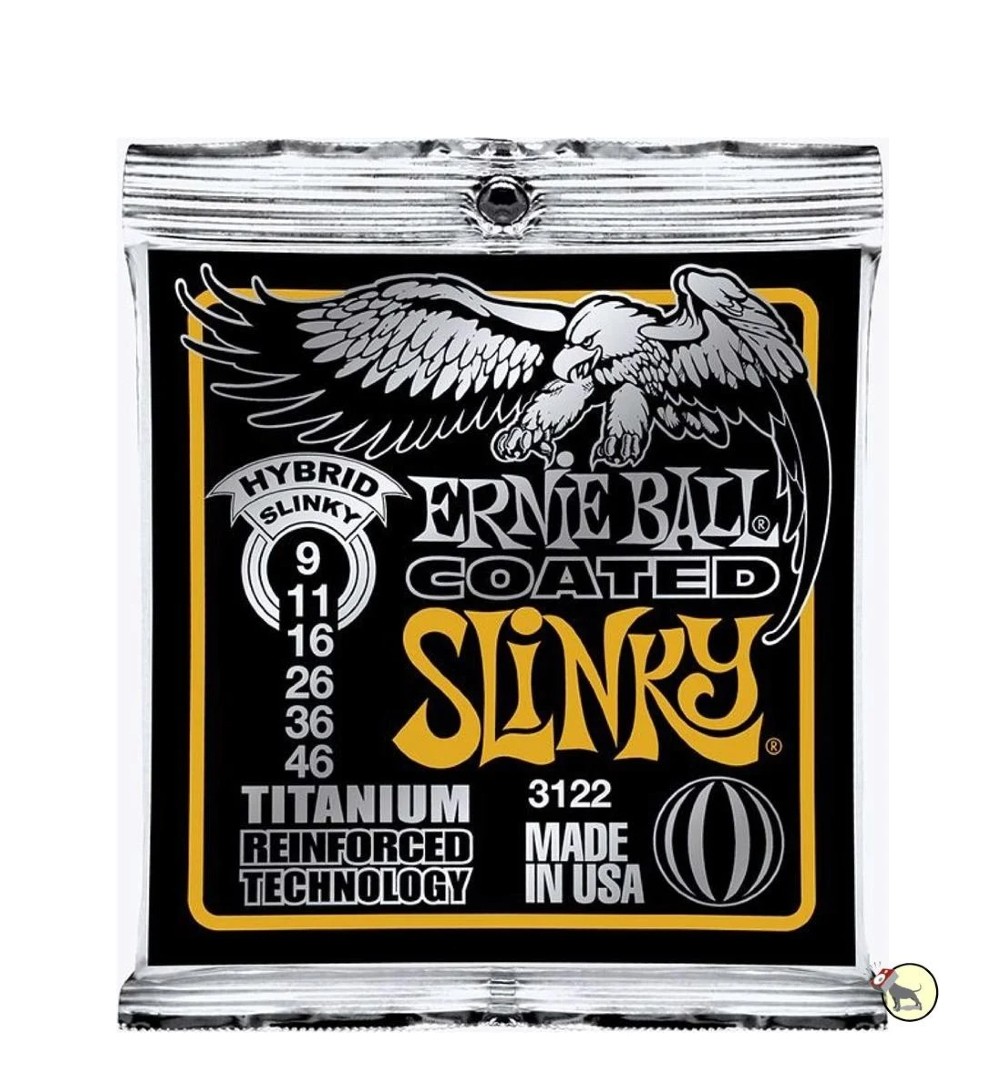 Ernie Ball 3122 Coated Hybrid Slinky Electric Guitar Strings (9-46 ...