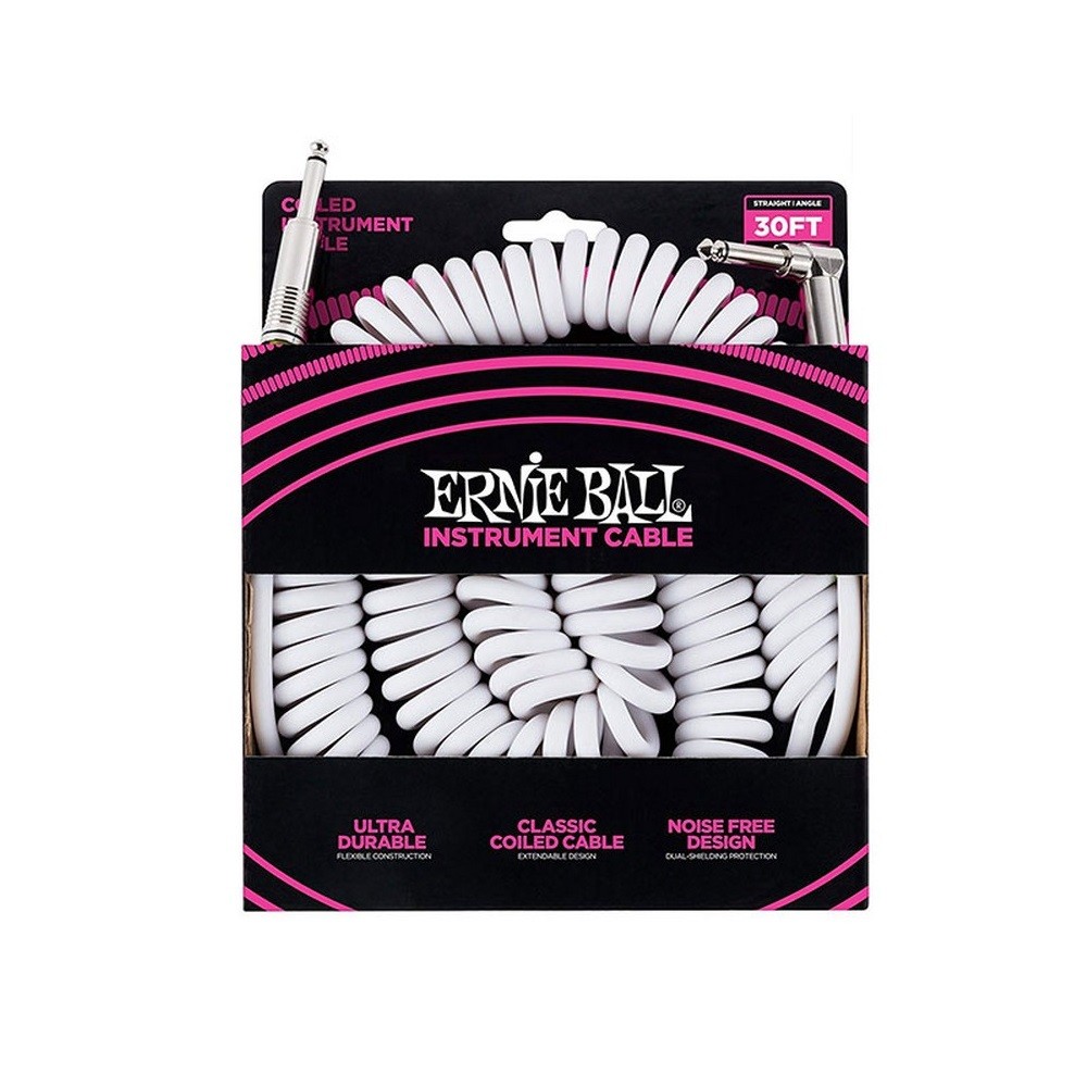 Ernie Ball 30 ft. Coiled Straight Angled Instrument Cable - JB Music