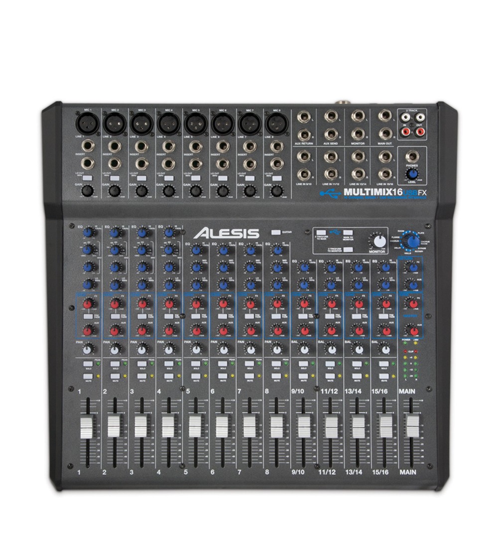 Alesis MultiMix 16 USB 16-channel Stereo Mixer with 28-bit DSP Effects ...