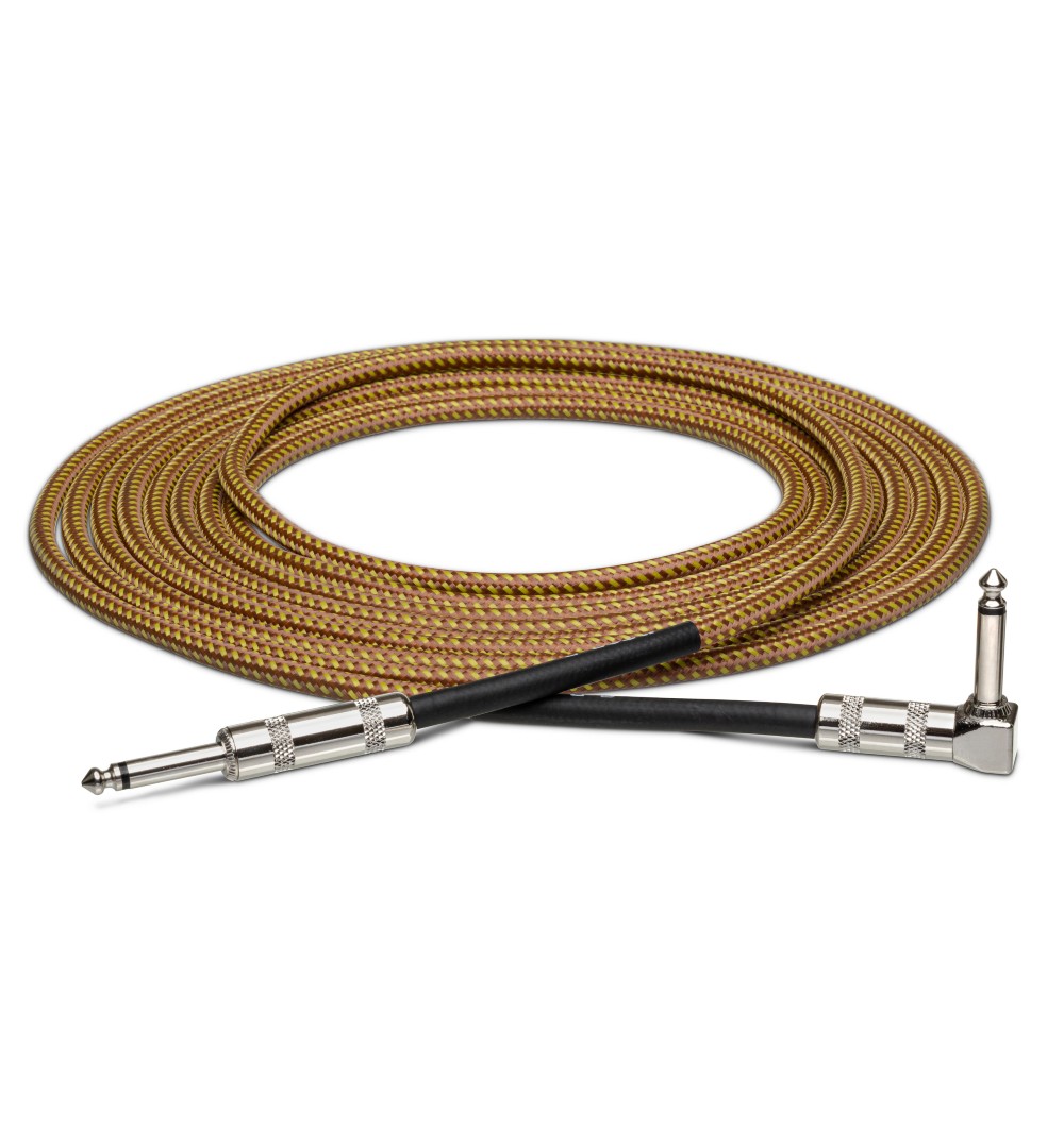Hosa GTR-518R Straight to Right-Angle Tweed Guitar Cable - JB Music