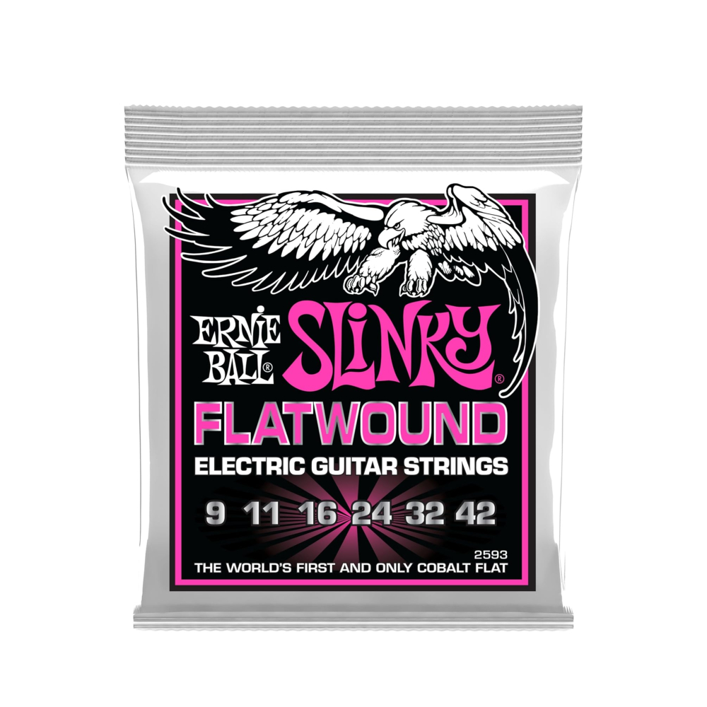 Ernie Ball 2593 Super Slinky Flatwound Electric Guitar Strings (.009 ...