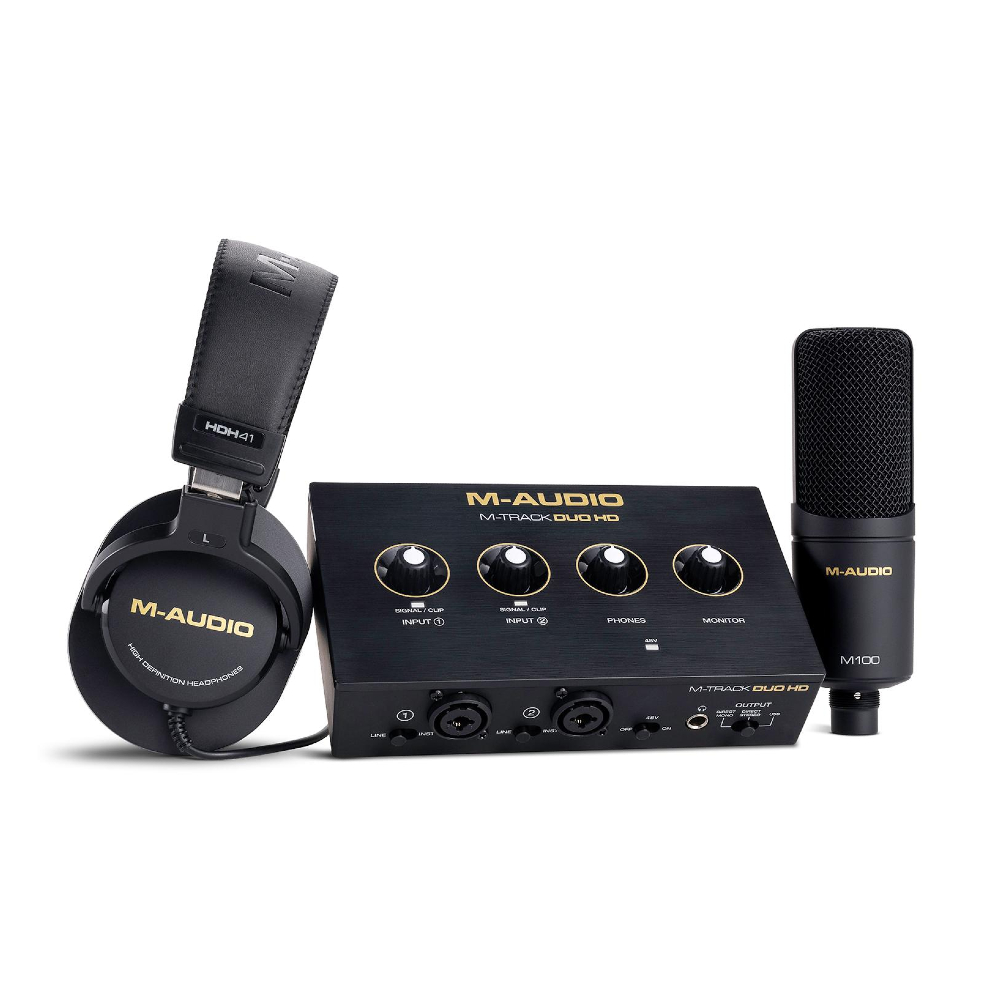 M-Audio M-Track Duo HD Producer Pack with Condenser Mic & Closed-back ...